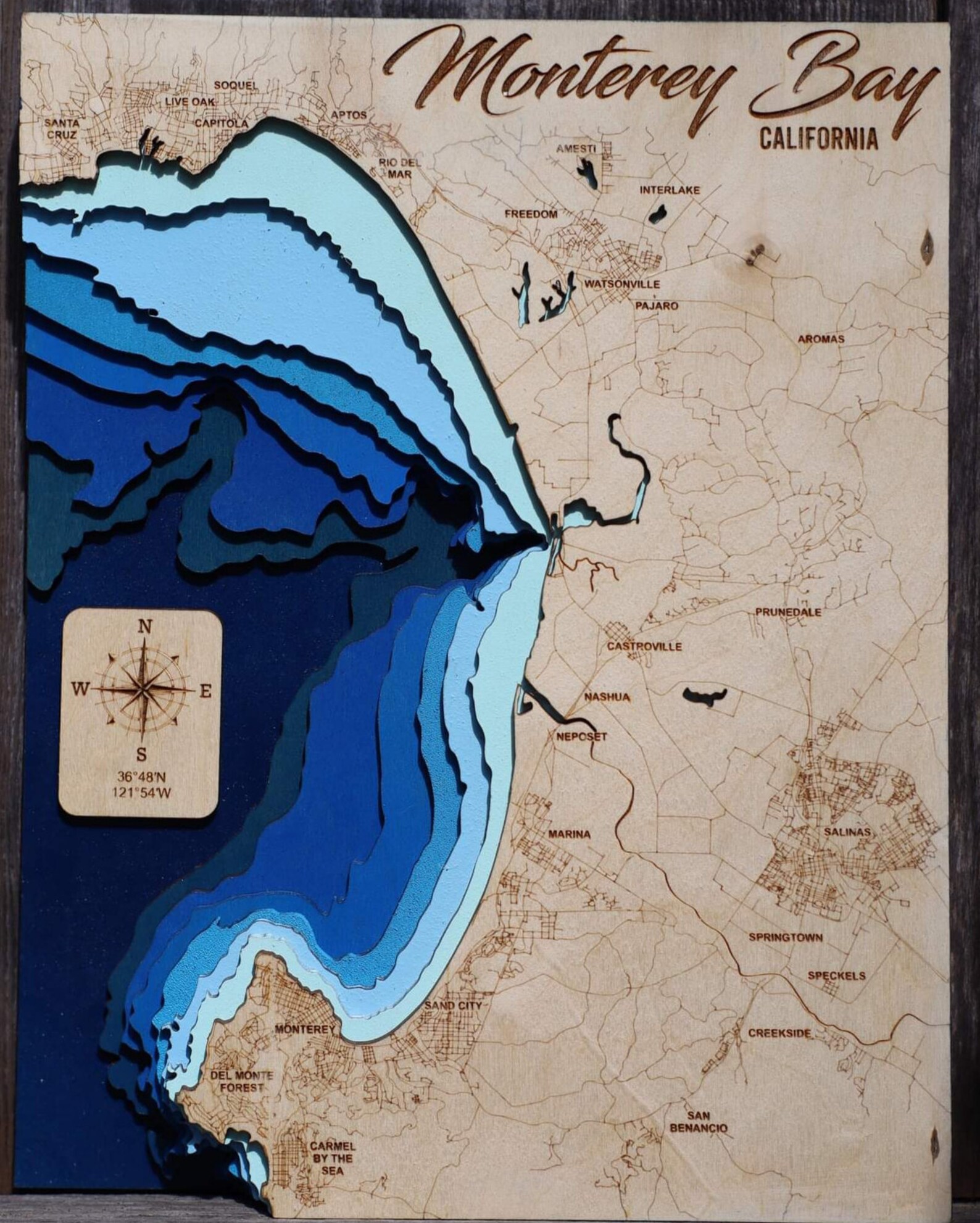 Monterey Bay California Svg File for Lasers, Lake Map Svg, Glowforge ...