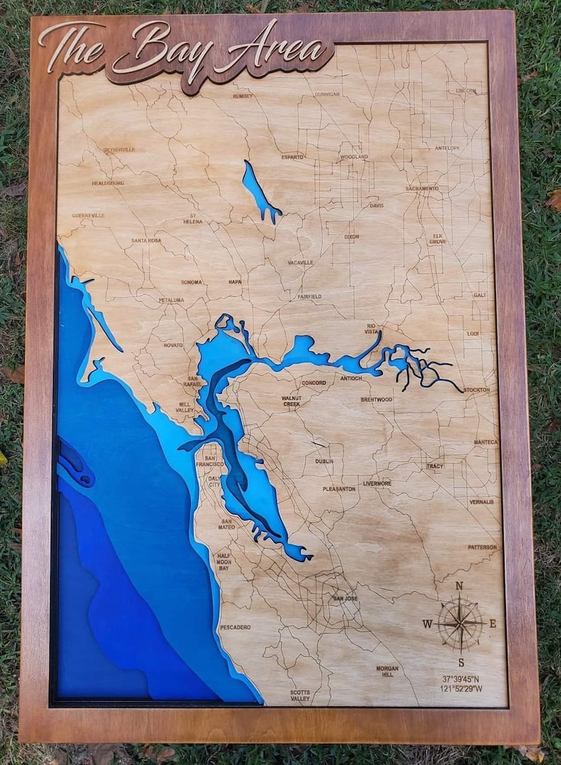 The Bay Area Map Svg File for Lasers Topographic Map Lake - Etsy