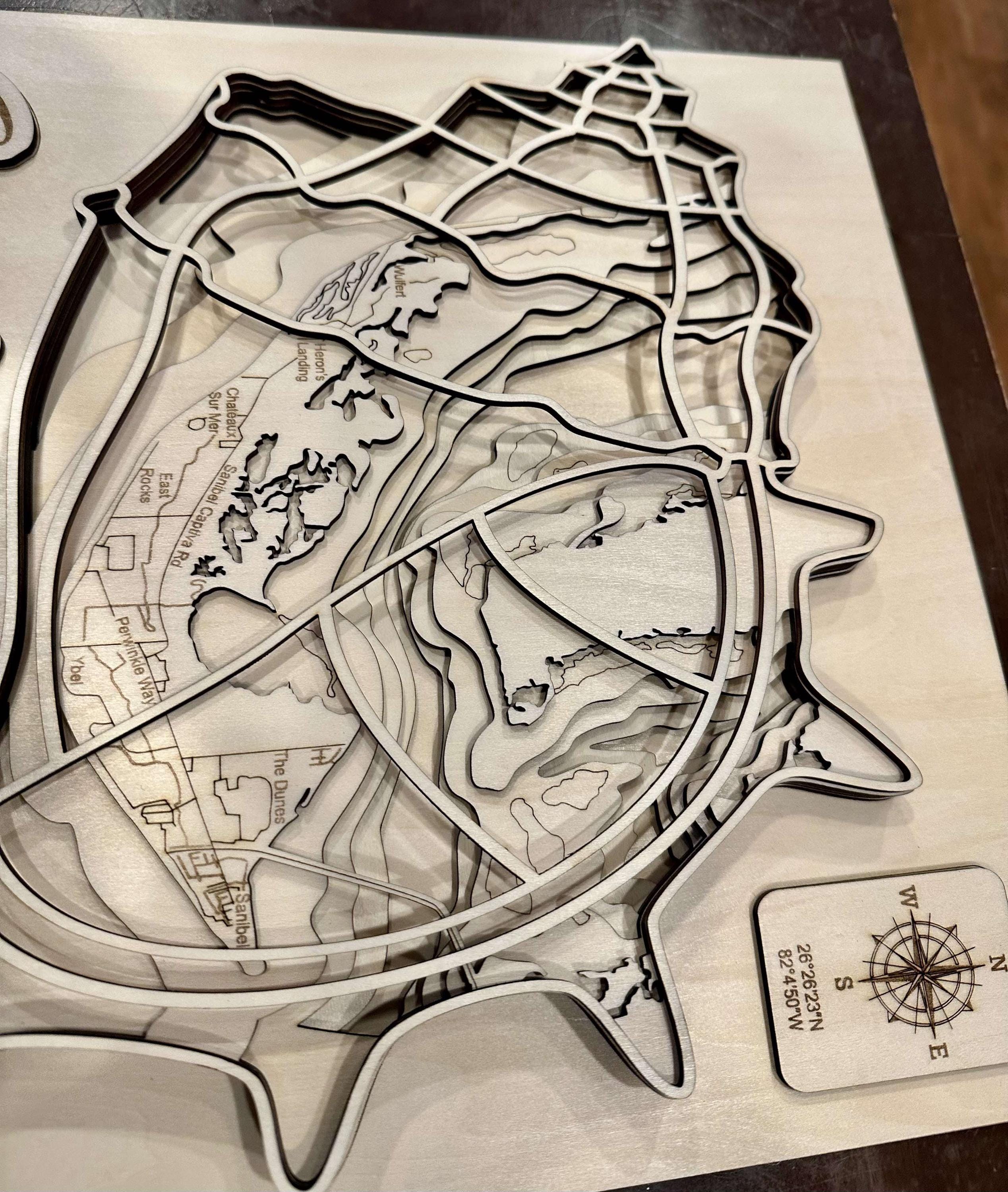 Sanibel Island Florida Svg File for Lasers, Lake Map Svg, Glowforge Map ...