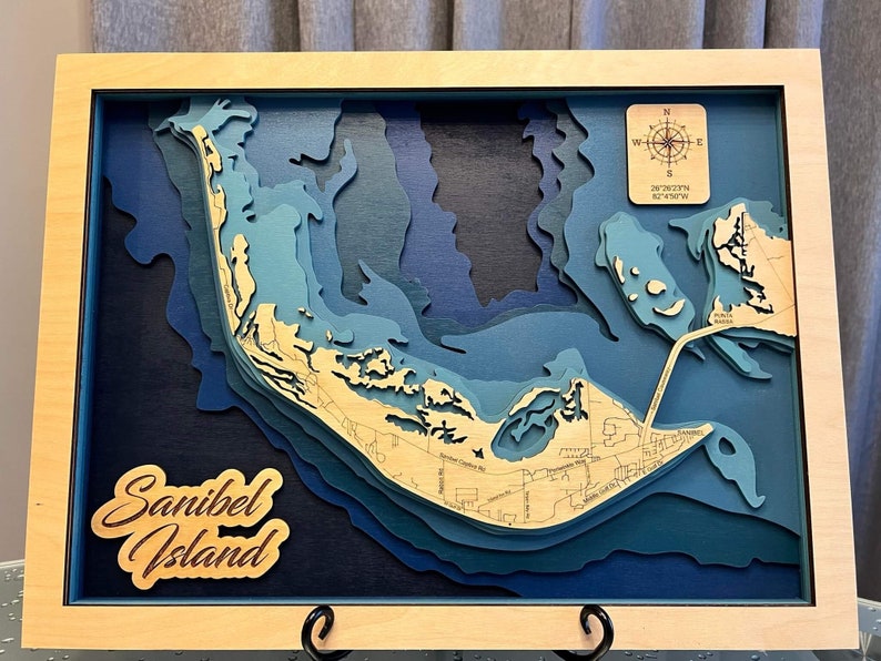 Sanibel Island Bathymetric Map SVG: Laser Cut File, Glowforge/xtool ...