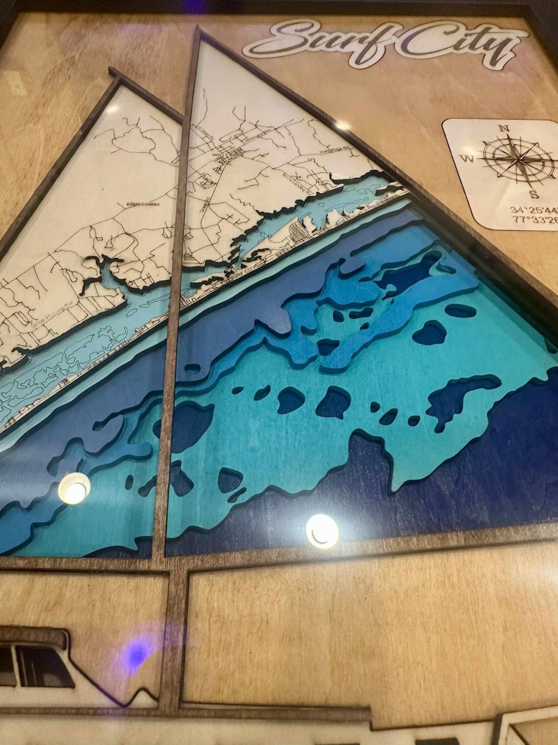 Surf City Sailboat Laser Cut Map SVG File: Nautical Theme - Etsy