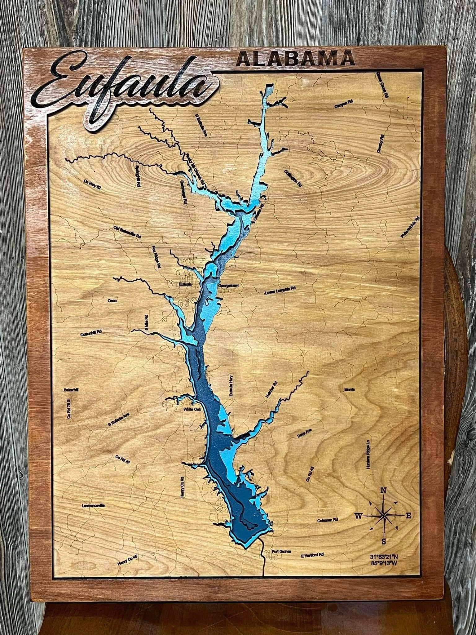Lake Eufaula Alabama Svg File for Lasers, Lake Map Svg, Glowforge Map ...