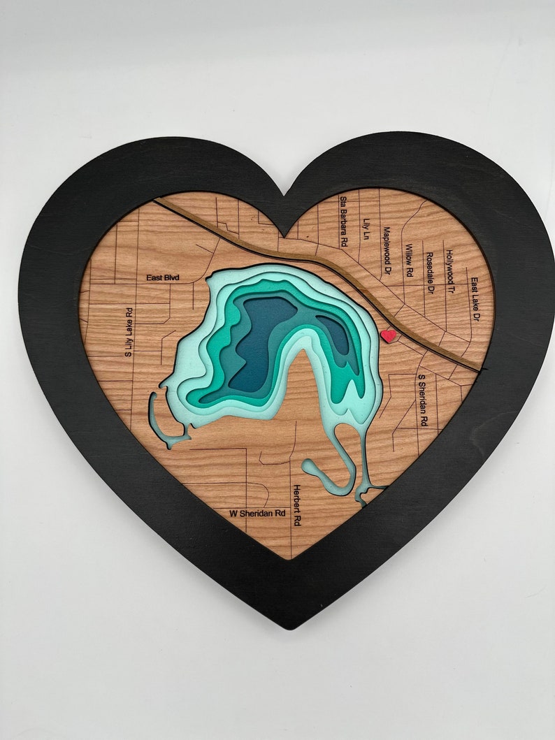 Lily Lake Illinois Heart Map Svg File for Lasers, Valentines Gift ...