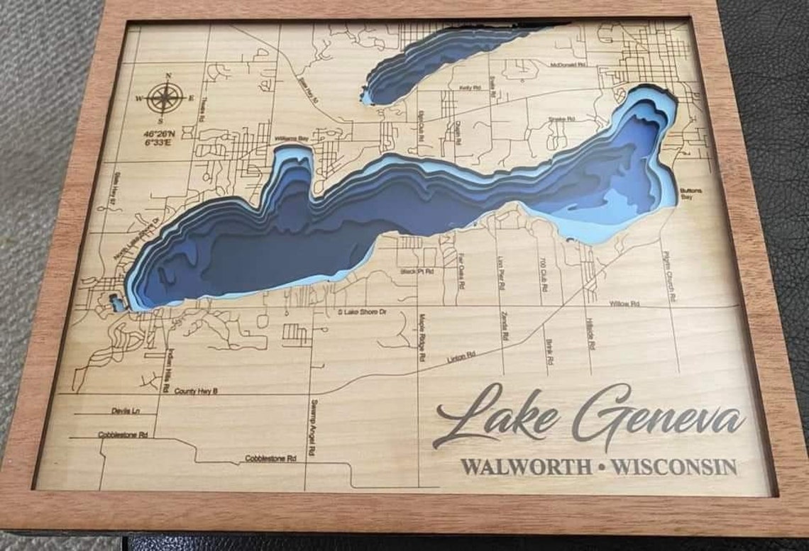 Lake Geneva Map Svg Lake Map Svg Glowforge Map Svg Laser - Etsy