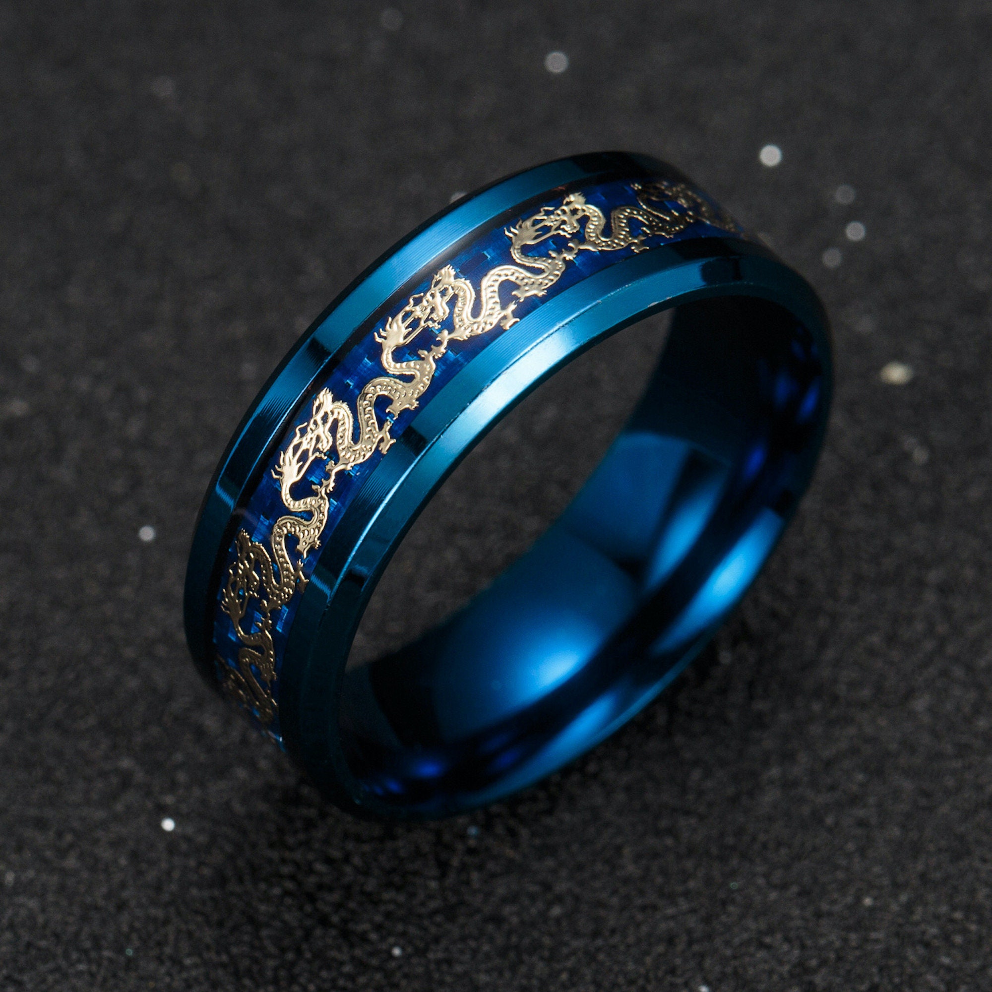 Blue Tone Dragon Stainless Steel Band Rings for Men/ Women/ - Etsy