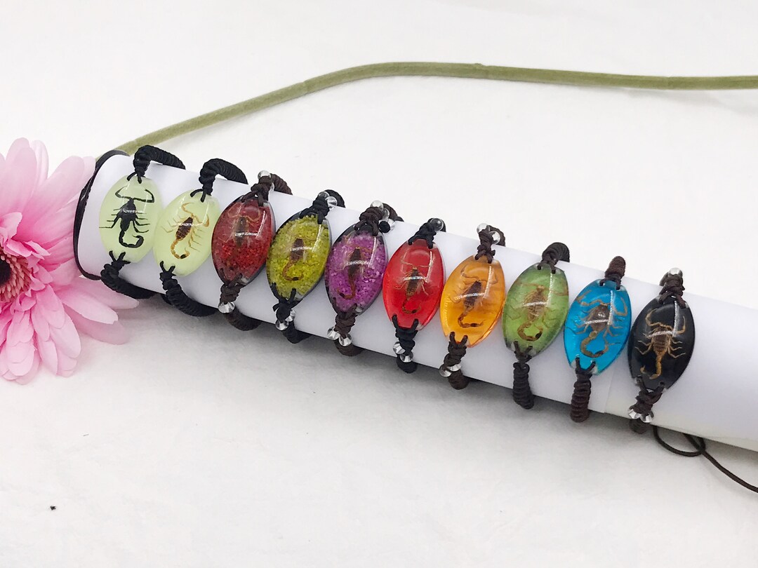 Resin Real Scorpion, Bugs Specimen Adjustable Bracelet Glows in the ...