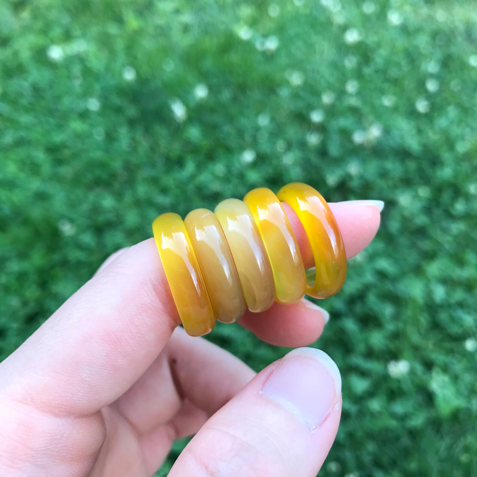 Natural Agate Band Ring Genuine Gemstone Crystal Rings - Etsy