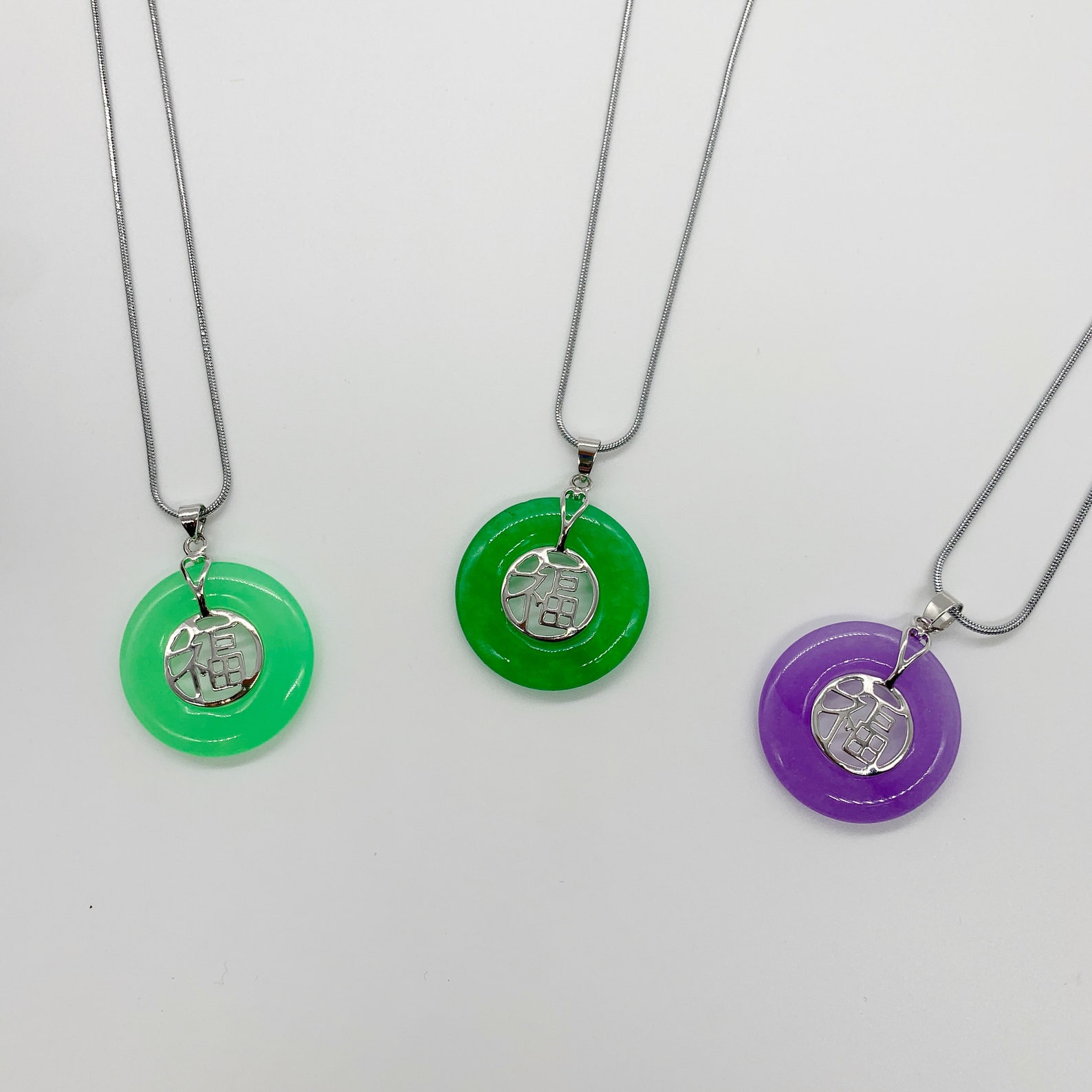 Good fortune and good luck Jade pendant FU Jade Circle Donut | Etsy