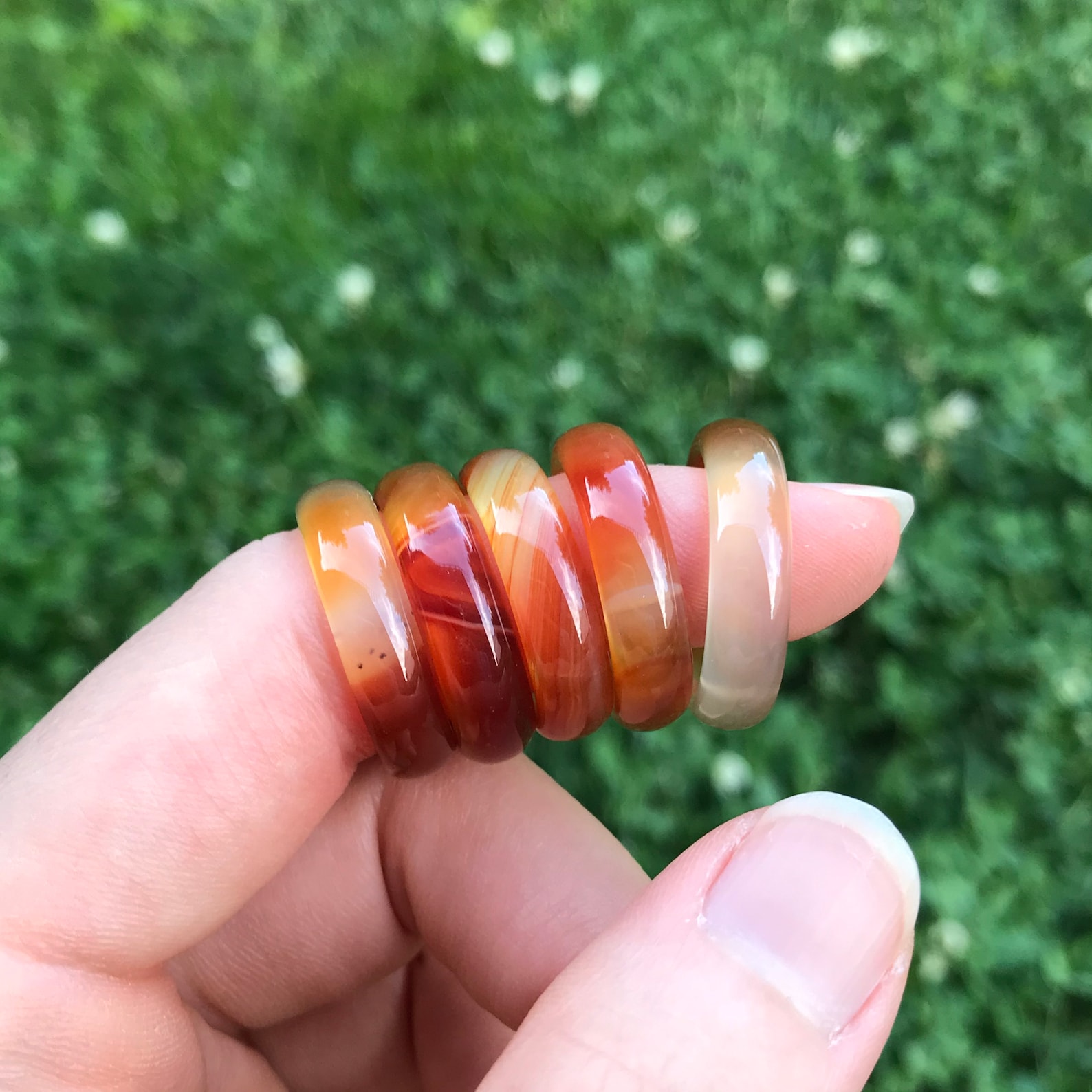 Natural Agate Band Ring Genuine Gemstone Crystal Rings - Etsy