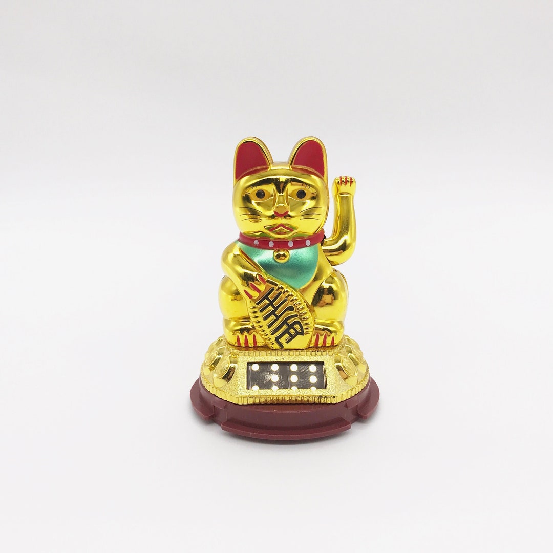 Solar Powered Gold Welcoming Waving Hand Paw up Wealth Fortune Lucky ...