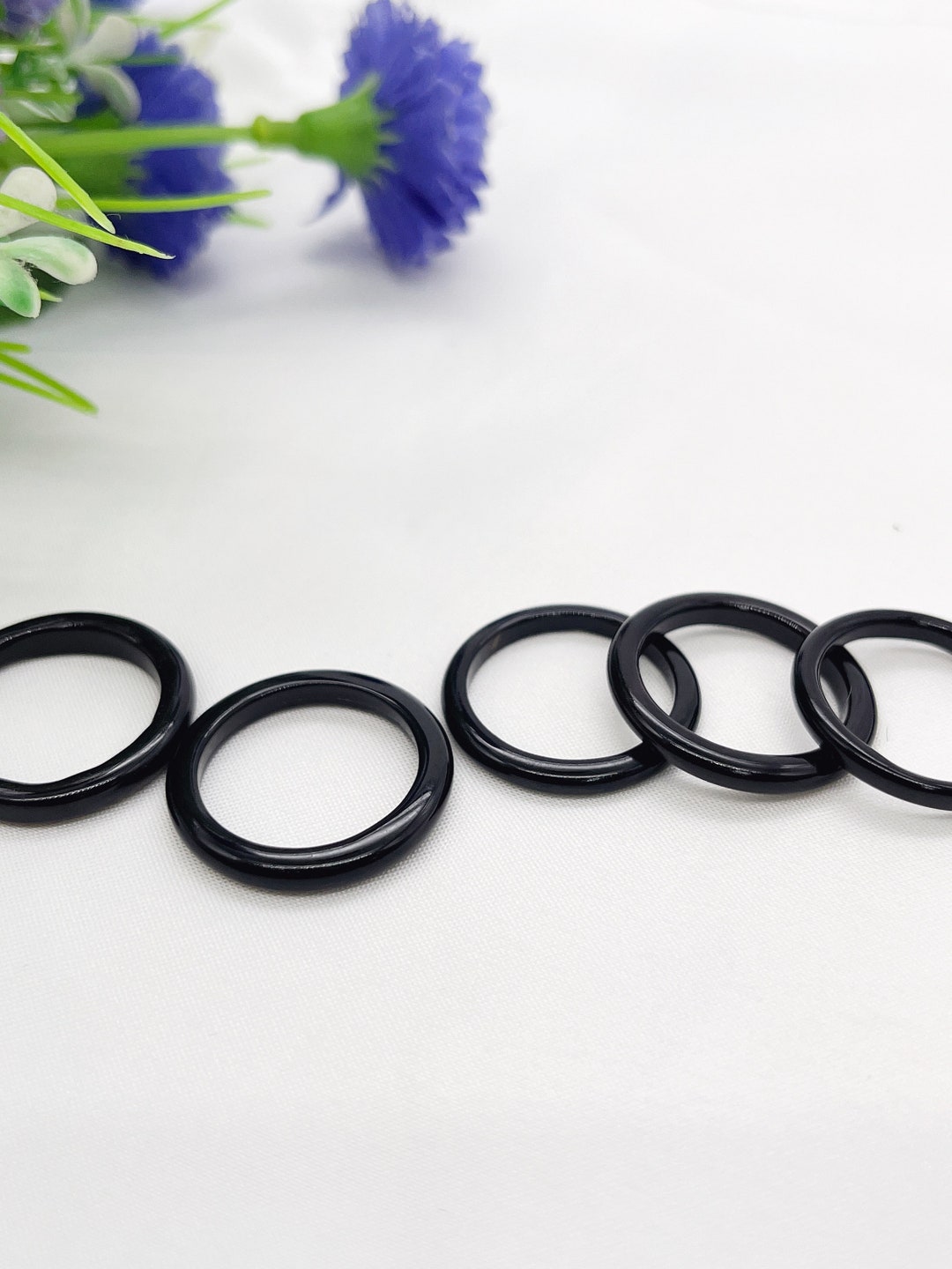 2mm Black Stacking Rings Black Onyx Faceted Bands Diamond Design Ace ...