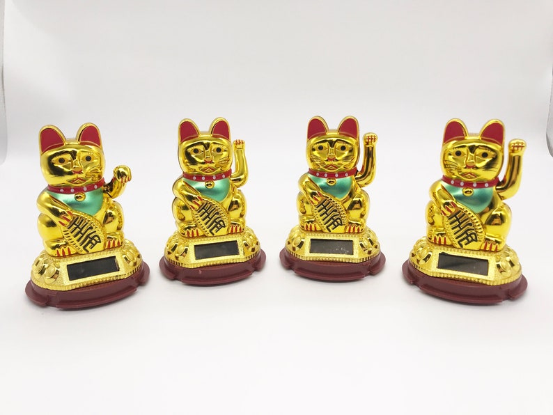 Solar Powered Gold Welcoming Waving Hand Paw up Wealth Fortune | Etsy