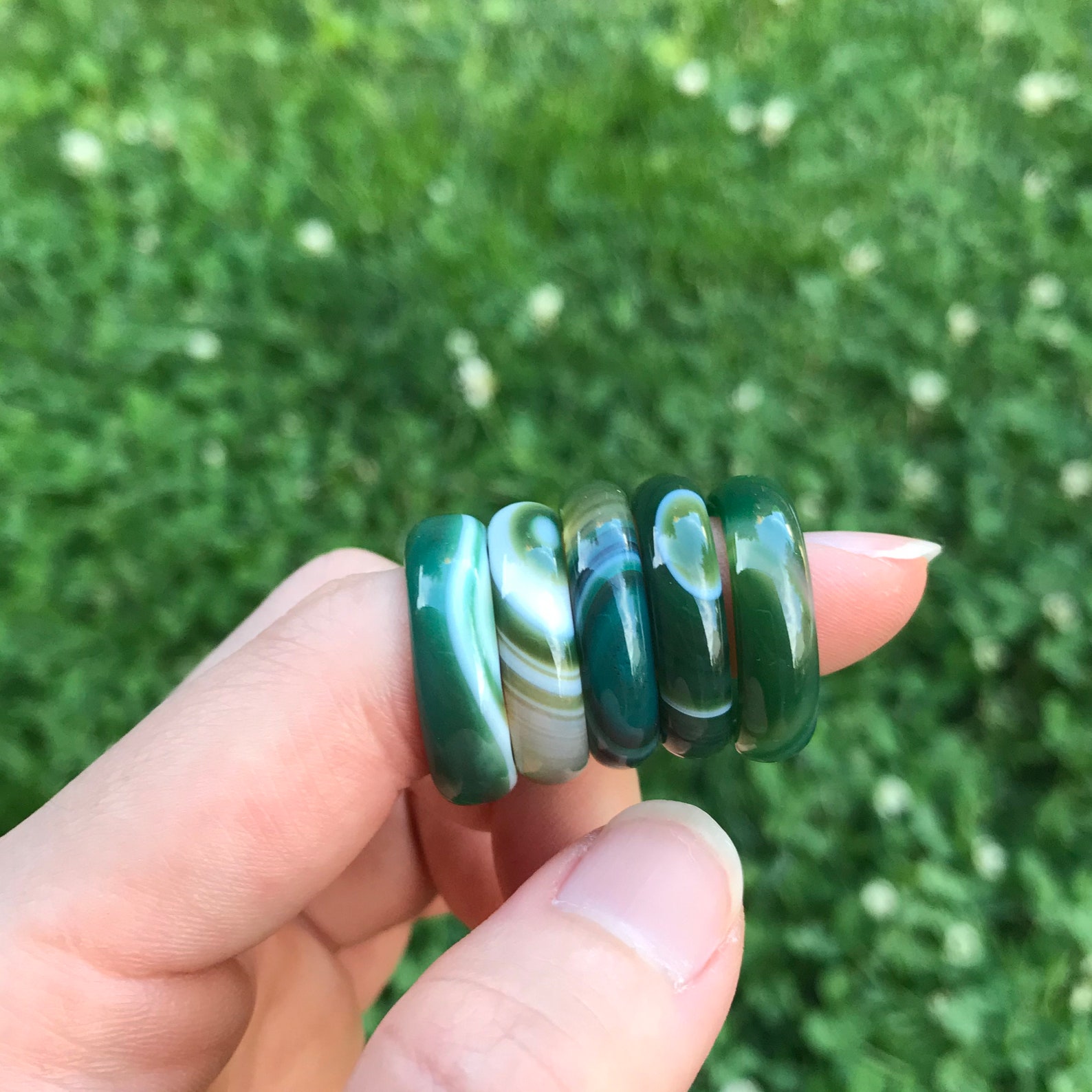 Natural Agate Band Ring Genuine Gemstone Crystal Rings - Etsy