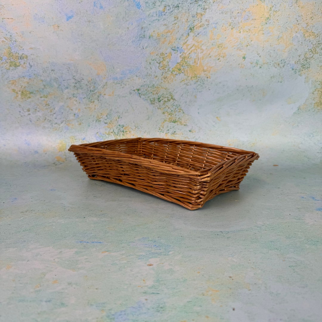 Shallow Rectangular Wicker Tray - Etsy UK