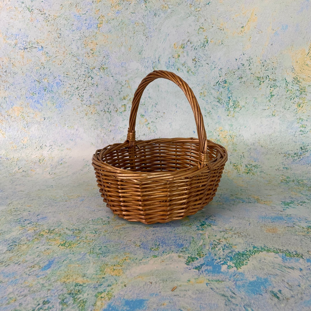 Small Wicker Basket With Handle - Etsy UK