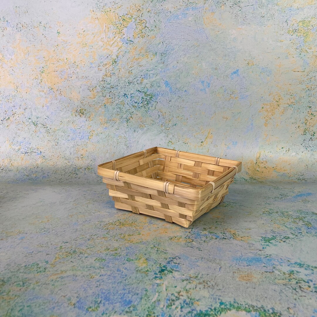 Small Square Woven Bamboo Storage Basket - Etsy