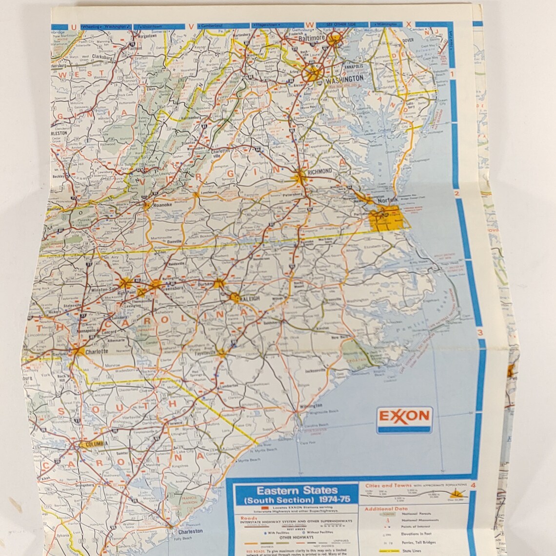 Exxon Road Map Eastern United States 1974 Vintage Highway - Etsy