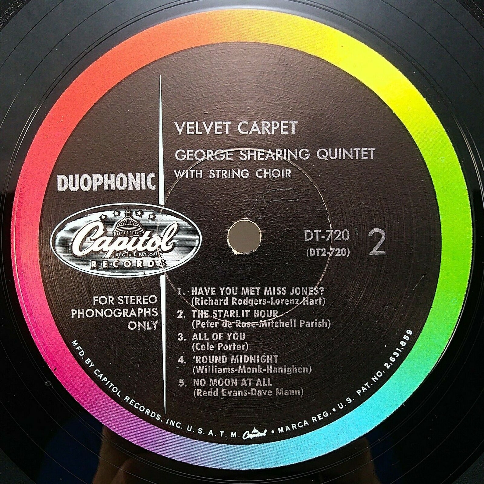 George Shearing Quintet velvet Carpet LP Capitol Records 1959 Album ...