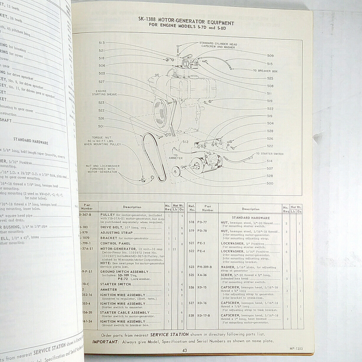 Wisconsin Engine Instruction Book and Parts Manual Model S-8D Air ...