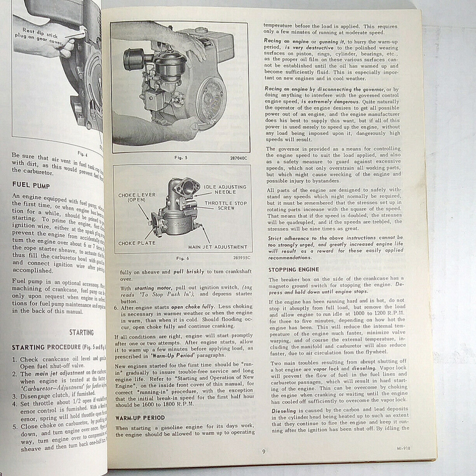 Wisconsin Engine Instruction Book and Parts Manual Model S-8D Air ...