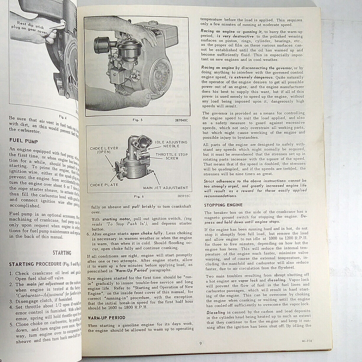 Wisconsin Engine Instruction Book and Parts Manual Model S-8D Air ...