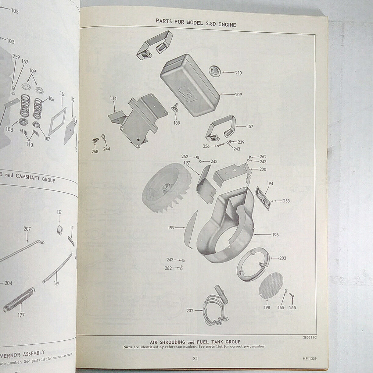 Wisconsin Engine Instruction Book and Parts Manual Model S-8D Air ...