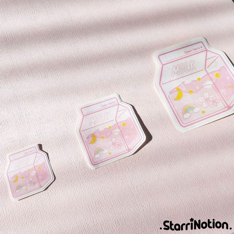 Cherry Blossom Milk Sticker: Starry Sakura Carton, Water-resistant - Etsy