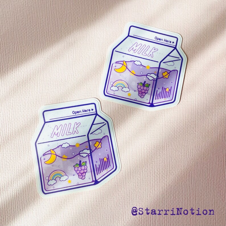 Milk Carton Sticker Starry Grape Milk Box Sticker Water - Etsy