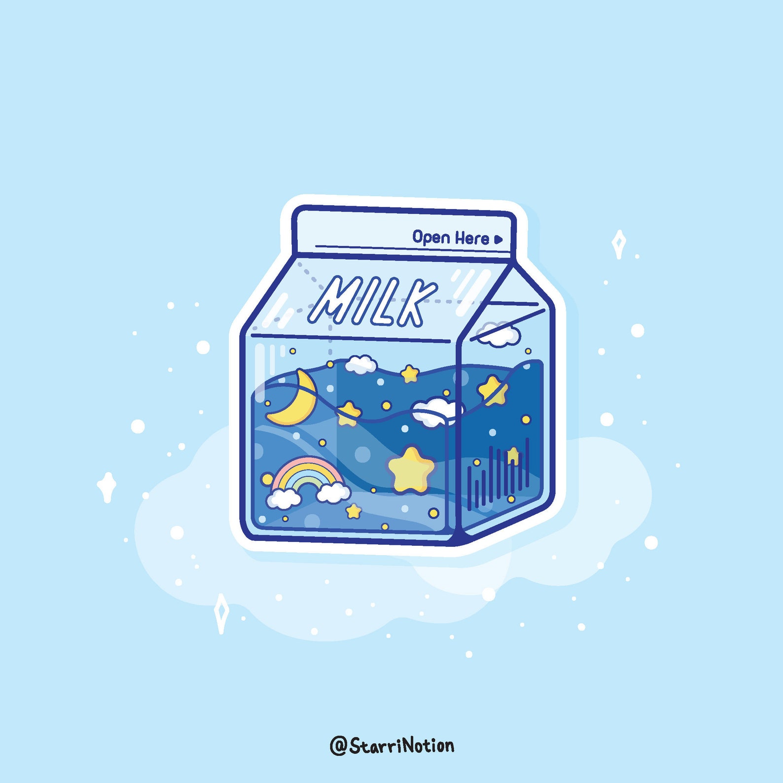 Starry Milk Box Sticker Colourful Milk Carton Water - Etsy