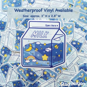 Starry Milk Box Sticker - Colourful Milk Carton - Water Resistant ...