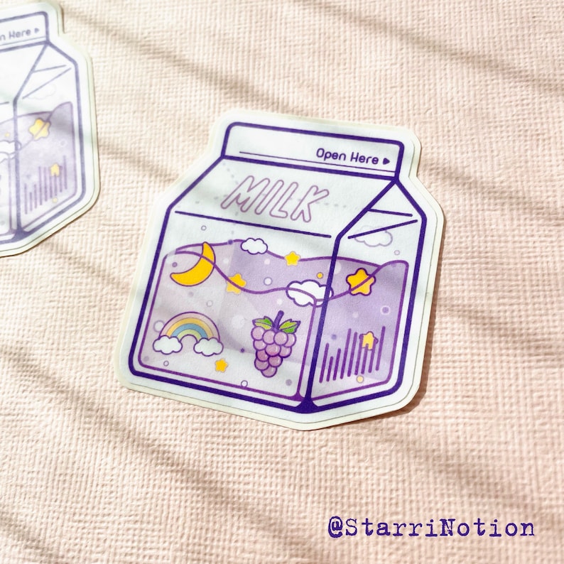 Milk Carton Sticker Starry Grape Milk Box Sticker Water - Etsy
