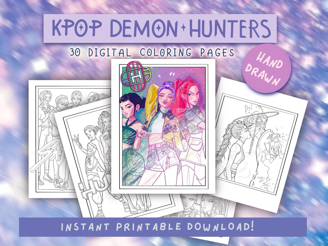 K-POP Demon Hunters Hand Drawn Coloring Pages • Printable Coloring Book ...