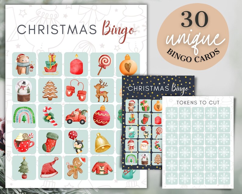Christmas Bingo Cards, Fun Christmas Games, Printable Christmas Bingo ...