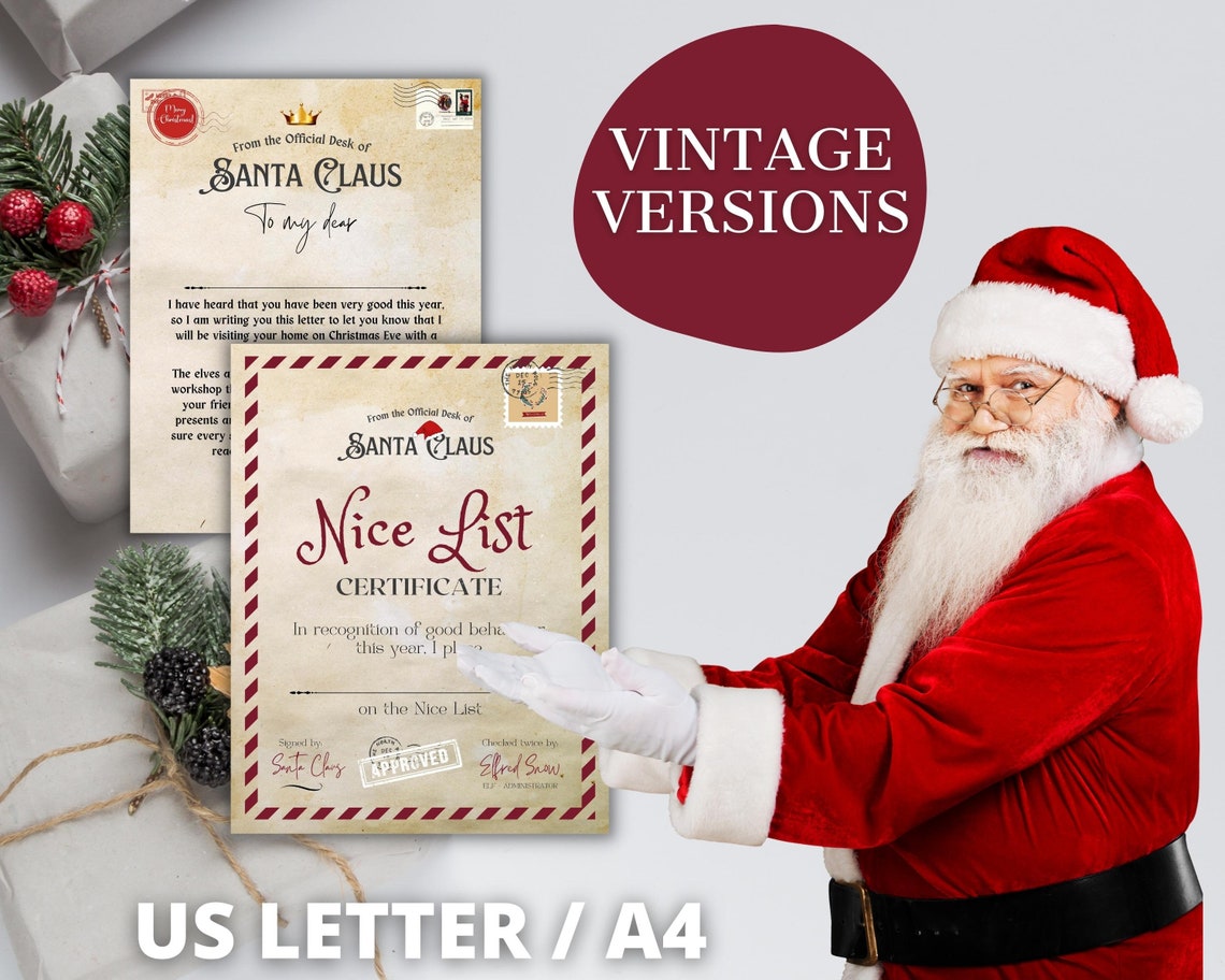 Editable Santa Letter and Nice List Certificate Printable - Etsy UK