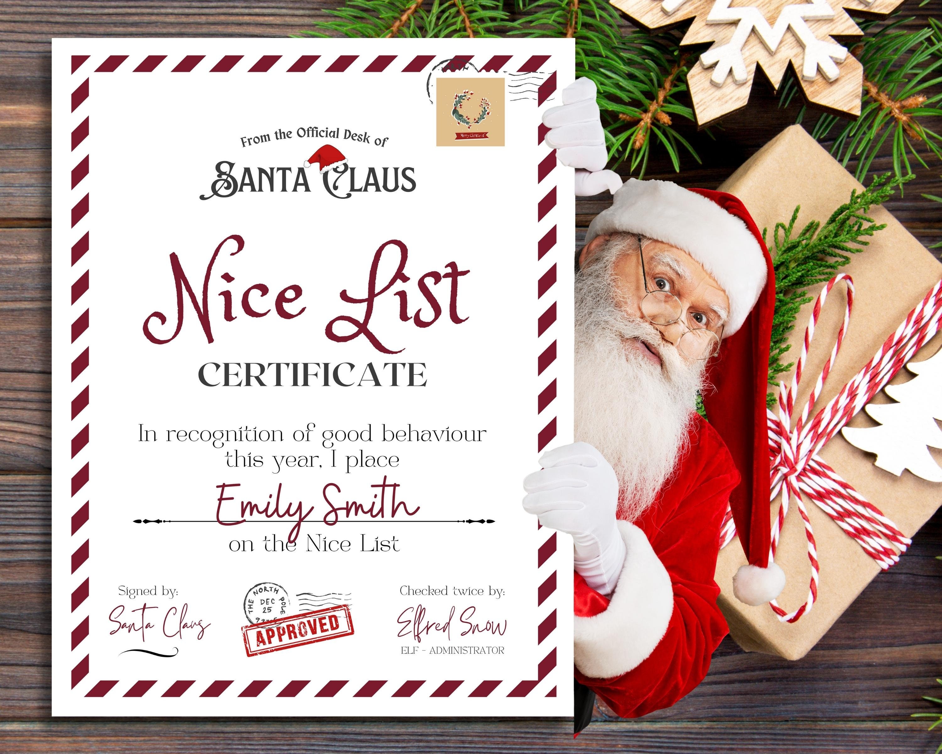 Editable Santa Letter and Nice List Certificate Printable Template ...