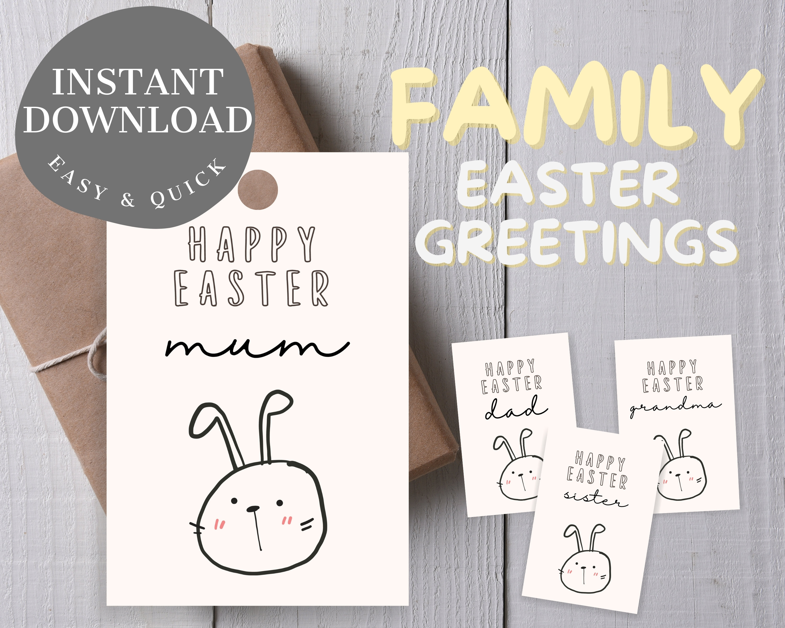 Family Easter Tag Easter Gift Tag Printable Rabbit Easter Tag Bunny ...