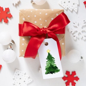 Watercolor Holiday Tags Christmas Tree Printable Gift Tags DIY Holiday ...