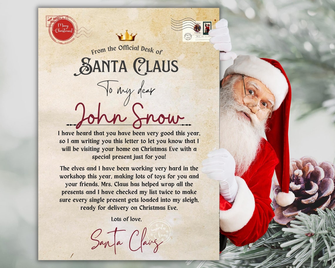 Editable Letter From Santa Printable Template Santa Letter - Etsy