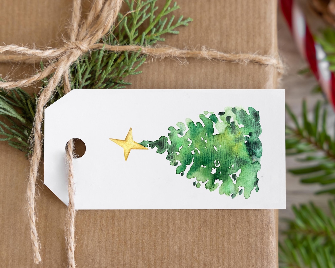 Watercolor Holiday Tags Christmas Tree Printable Gift Tags DIY Holiday ...