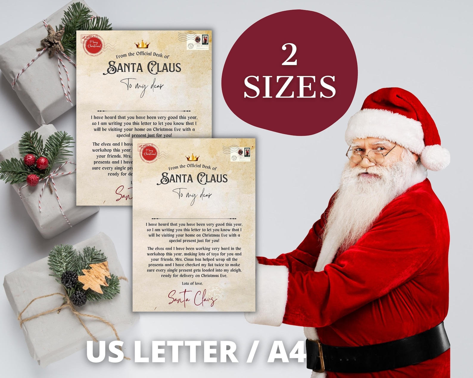 Editable Letter From Santa Printable Template Santa Letter - Etsy
