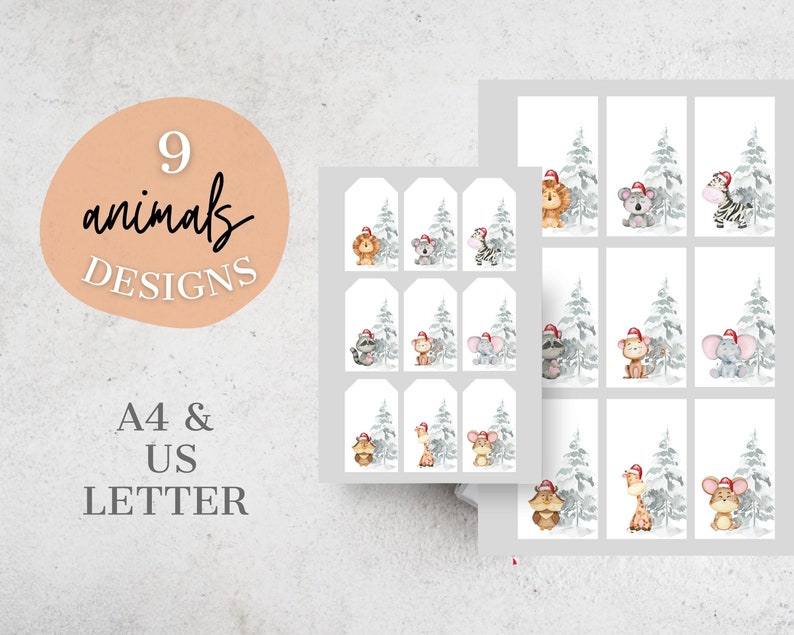 Watercolor Animals Gift Tags Watercolor Holiday Tags Christmas - Etsy