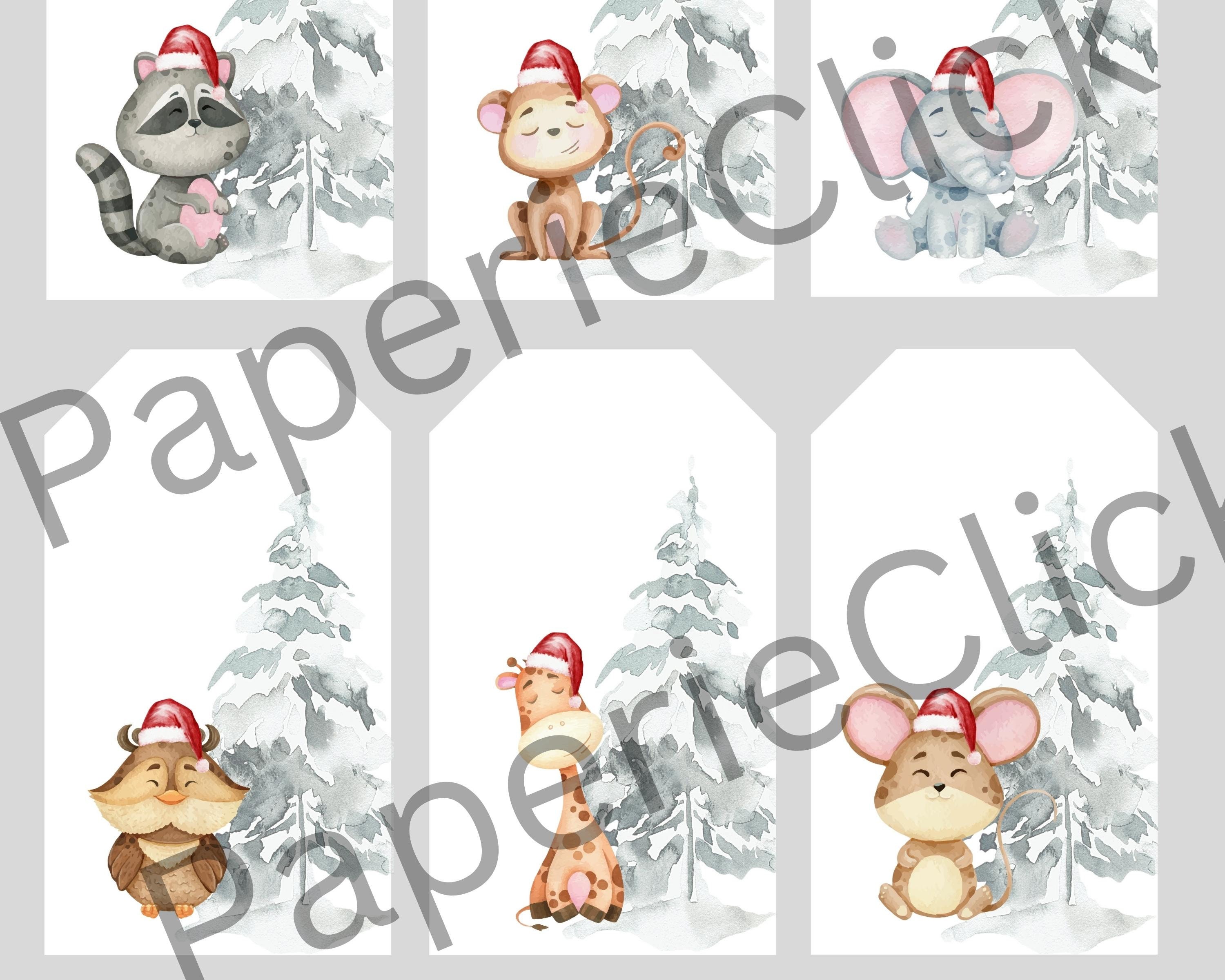 Watercolor Animals Gift Tags Watercolor Holiday Tags Christmas - Etsy