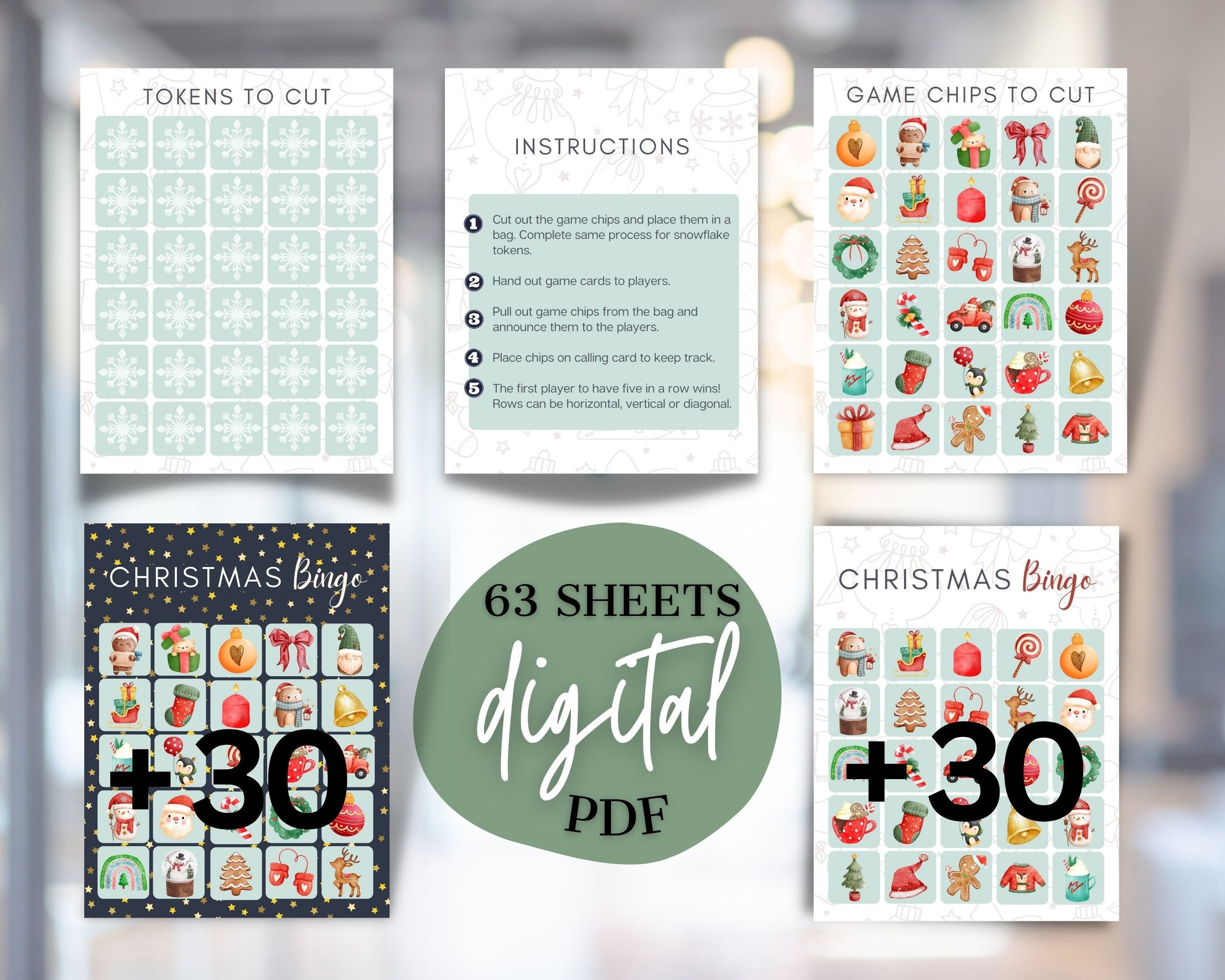 Christmas Bingo Cards, Fun Christmas Games, Printable Christmas Bingo ...