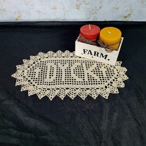 Personalized Doily With Border, Filet Crochet Name Doily, Handmade ...