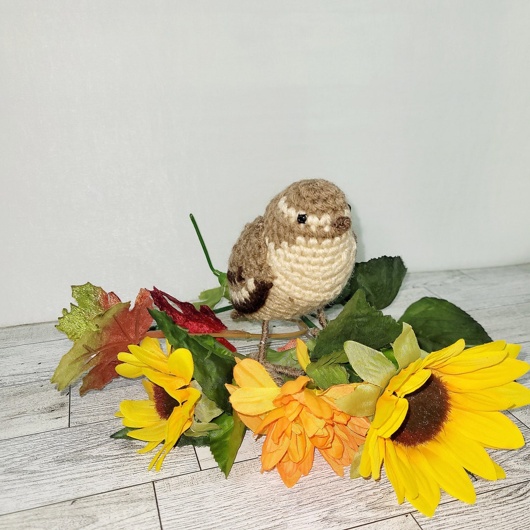 Crocheted Wren Bird, Wreath Ornament, Birthday Gift for Bird Lover's ...