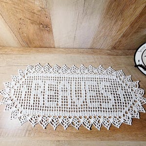 Personalized Doily With Border, Filet Crochet Name Doily, Handmade ...