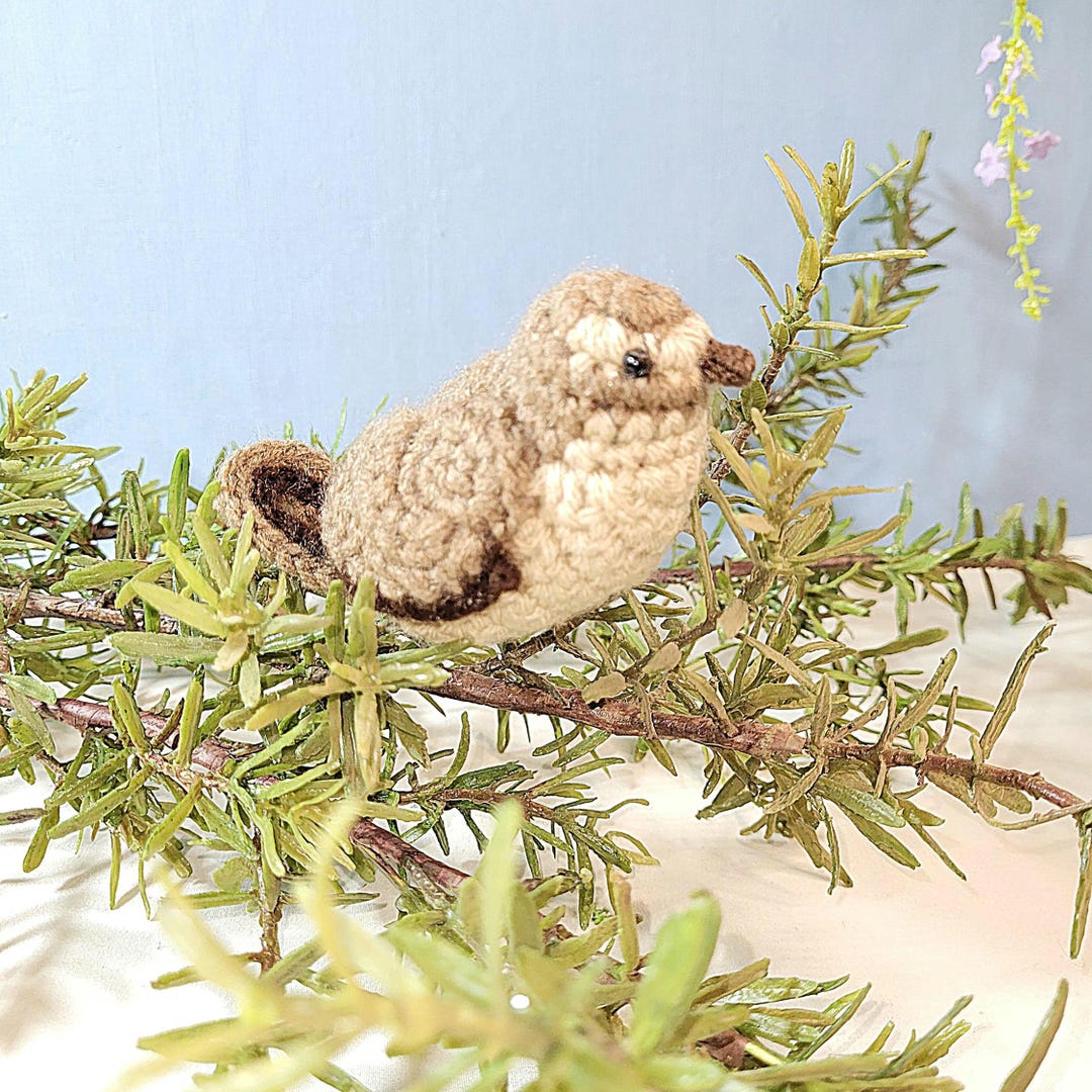 Baby Wren Bird Figurine: Brown Amigurumi Crochet, Nature Inspired Home ...