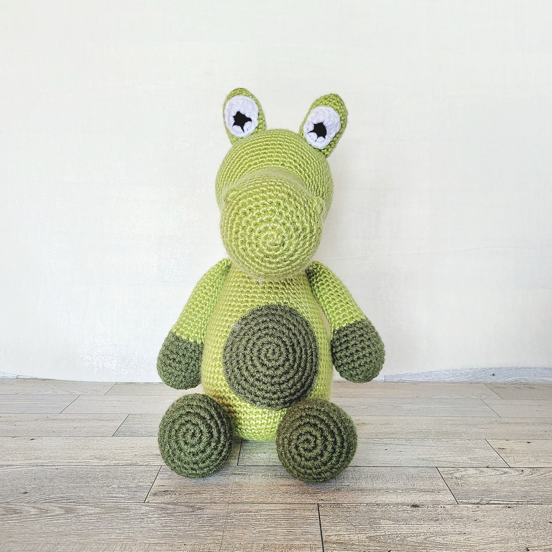 Crocheted Green Alligator Amigurumi: 11" Plush Toy, Crocodile Stuffy ...