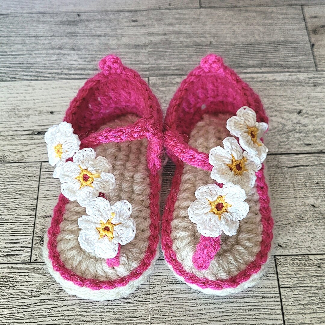 Crocheted Baby Sandals: Soft Sole Pre-walker Shoes With Flowers - Etsy