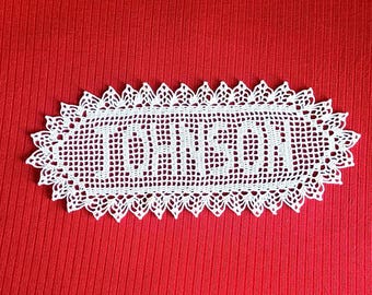 Custom Filet Crochet Name Doily - Etsy